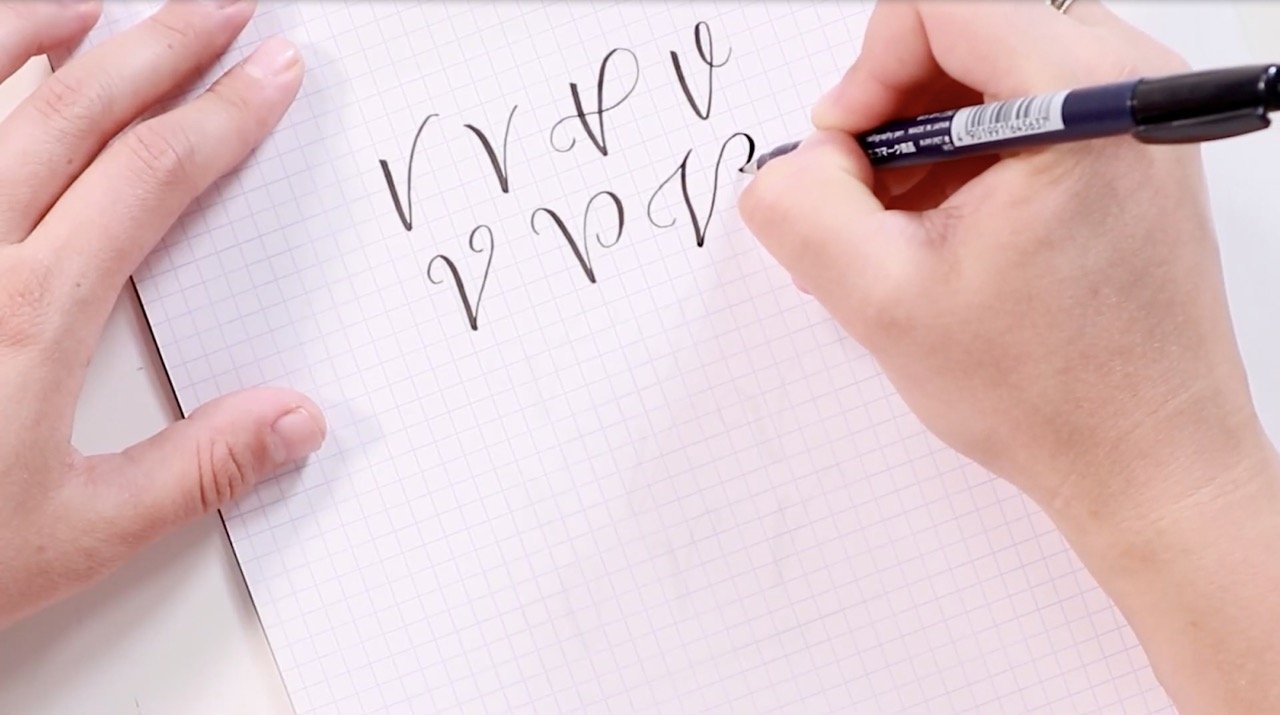 15 Ways To Write Letter V in Brush Calligraphy - The Happy Ever Crafter ...