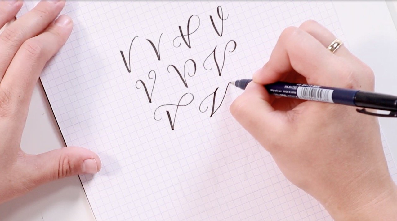 15 Ways To Write Letter V in Brush Calligraphy - The Happy Ever Crafter ...