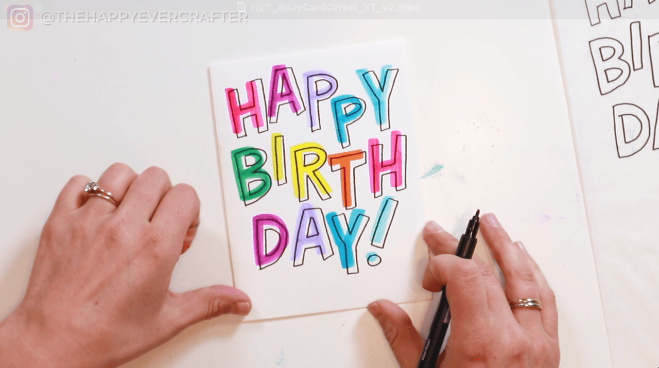 Quick & Easy Hand Lettered Birthday Card - The Happy Ever Crafter Inc.