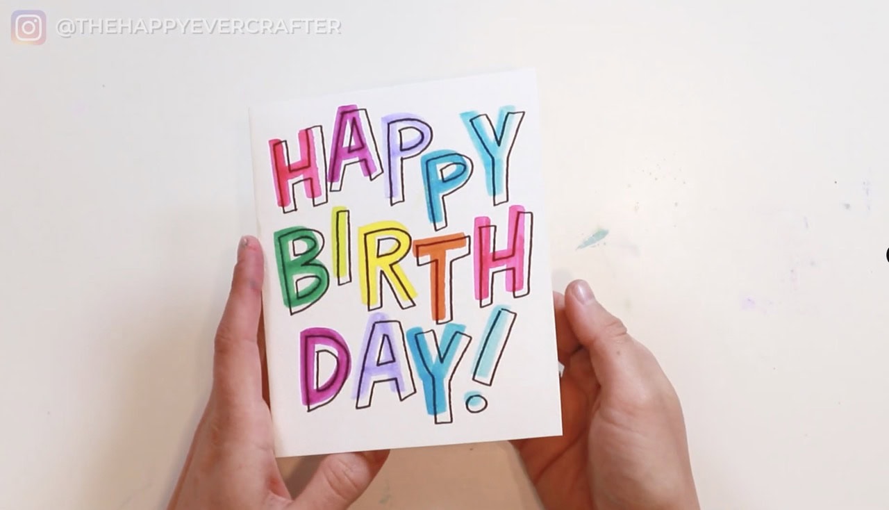 Quick & Easy Hand Lettered Birthday Card - The Happy Ever Crafter Inc.
