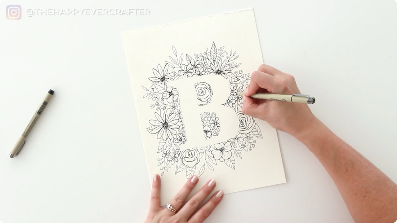 How to Create a Floral Monogram Letter (Step by Step) - The Happy Ever ...